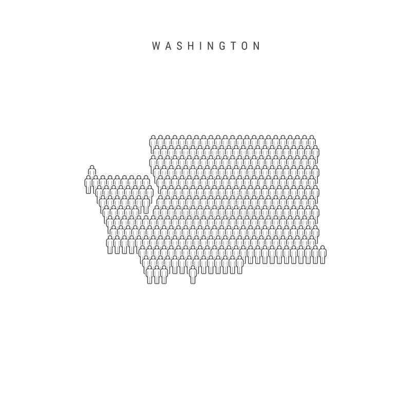 Vector People Map of Washington, US State. Stylized Silhouette, People ...