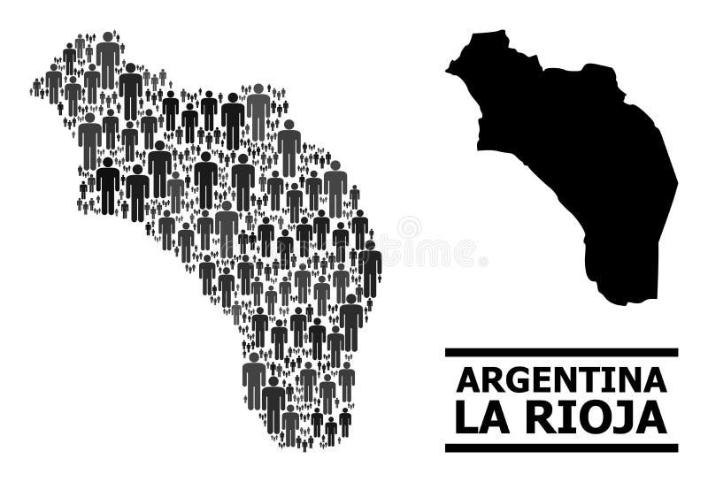 Vector People Mosaic Map of Argentina - La Rioja and Solid Map Stock ...