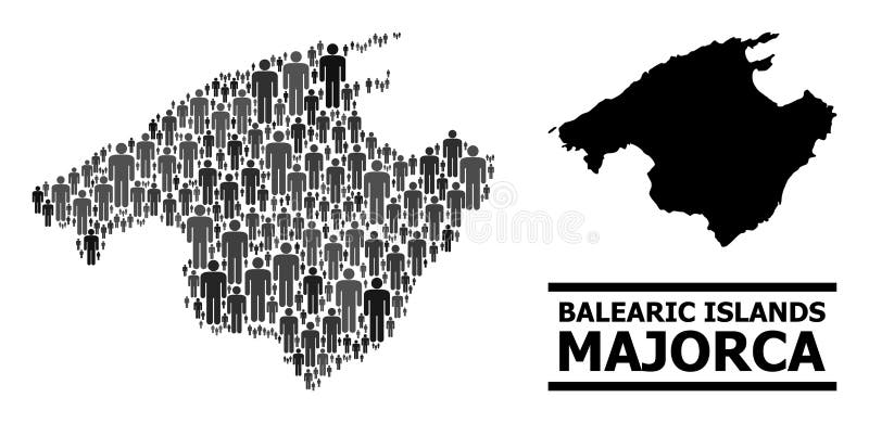 Vector People Mosaic Map of Majorca and Solid Map Stock Vector ...