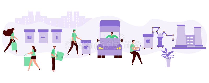 Vector People Robot Sorting Waste Recycling Eco Stock Abbildung ... Vector People Robot Sorting Waste Recycling Eco Stock Abbildung ...
