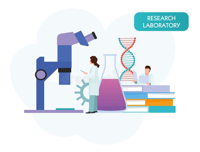 Vector People Scientists Research in Laboratory Process. Vector Flat ...