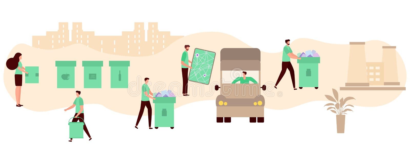Vector People Robot Sorting Waste Recycling Eco Stock Vector ... Vector People Robot Sorting Waste Recycling Eco Stock Vector ...