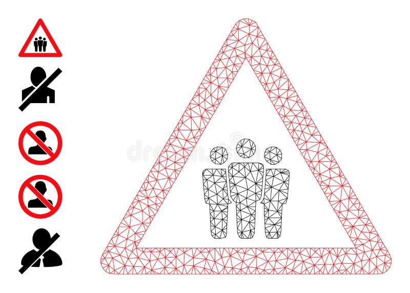 Mesh 2D People Warning Icon Stock Vector - Illustration of guys, staff ...