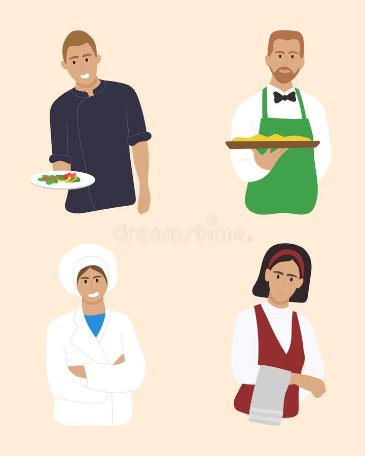 A Set of People Who Work in a Cafe and Restaurant Stock Vector ...