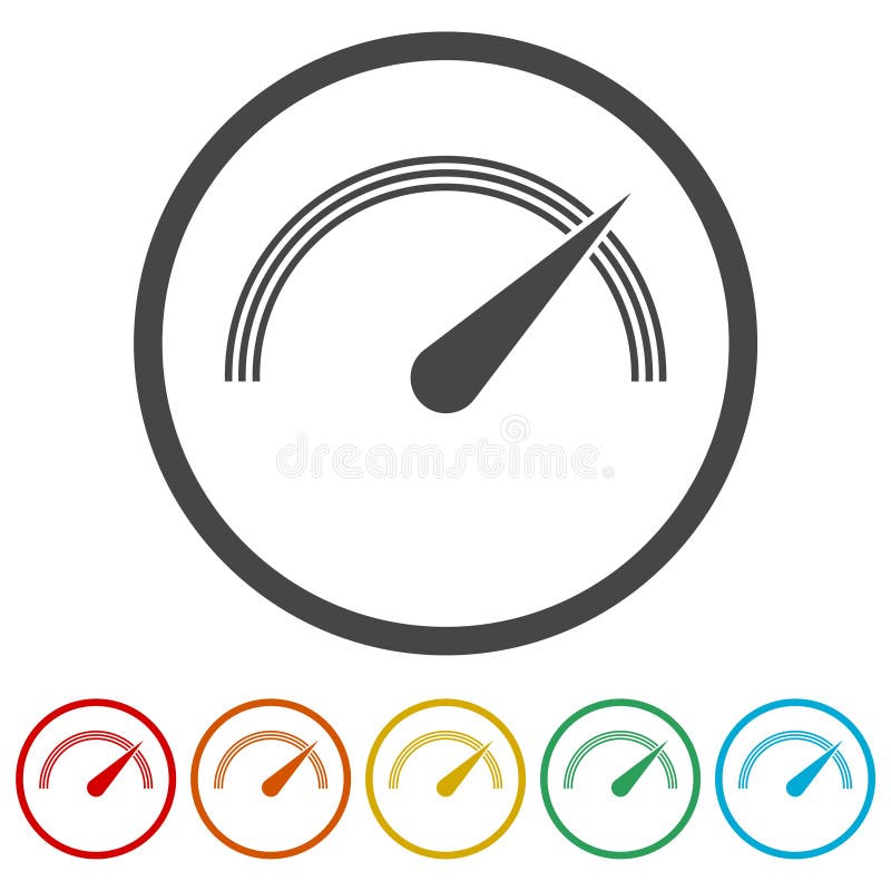Vector Performance Measurement Icon, Speedometer Icon, 6 Colors ...