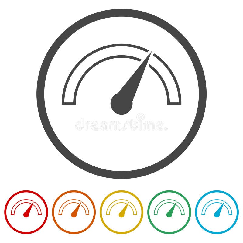 Vector Performance Measurement Icon, Speedometer Icon, 6 Colors ...