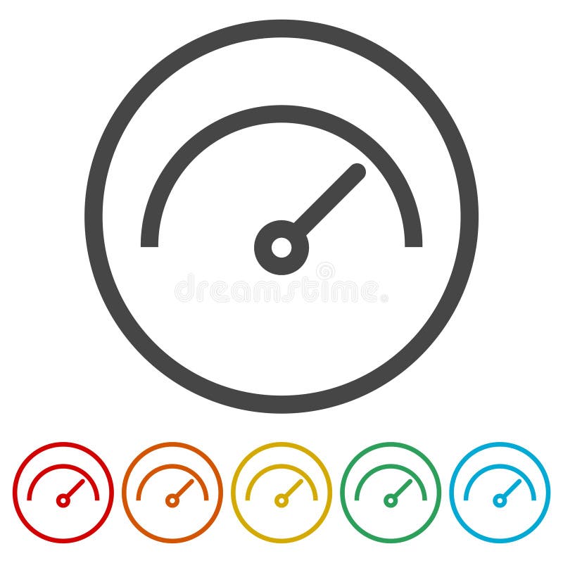 Vector Performance Measurement Icon, Speedometer Icon, 6 Colors ...