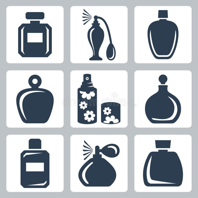 Vector Perfume Bottles Icons Set Stock Vector - Illustration of beauty ...