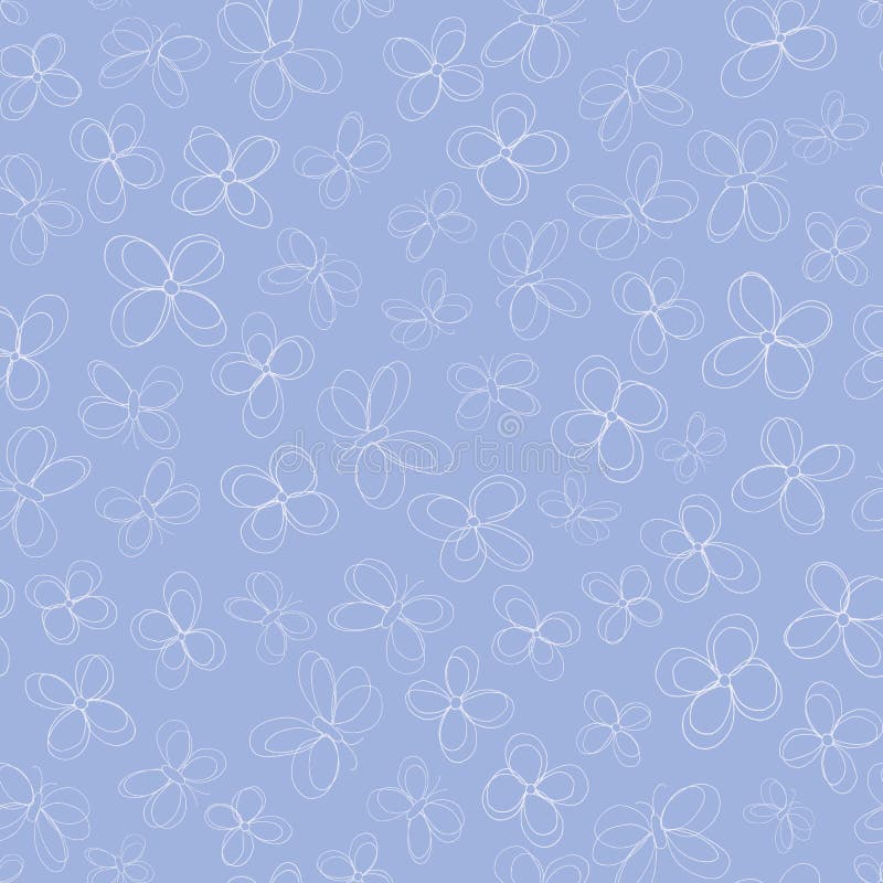 Vector Periwinkle Blue Fluttering Flowers Seamless Pattern Background ...