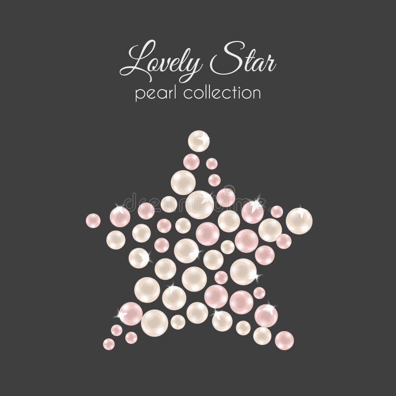 Vector Perls. Pearl in Star Shape. Pink Pearls Design with Sparkles ...