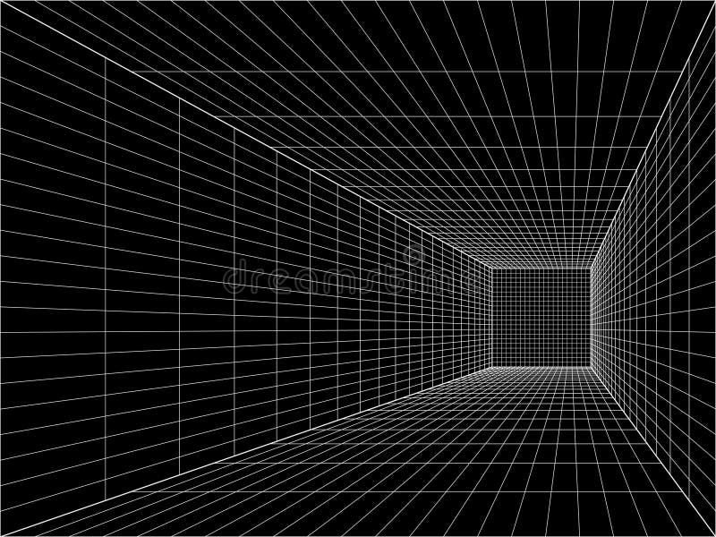 Vector. Perspective Black Room Background. Rectangular Wireframe. Stock ...