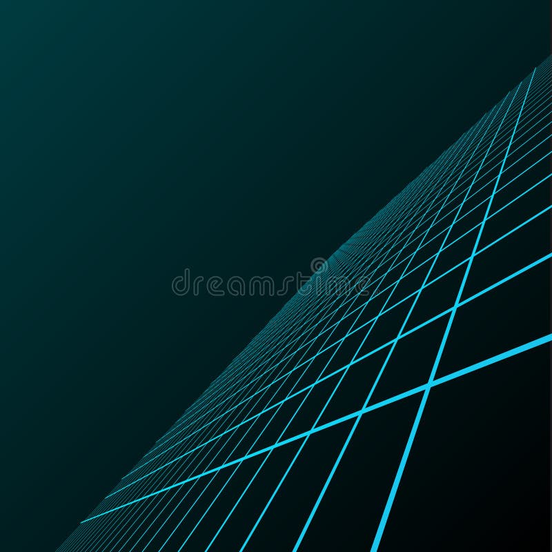 Vector Perspective Grid. Abstract Wireframe Landscape. Detailed Lines ...