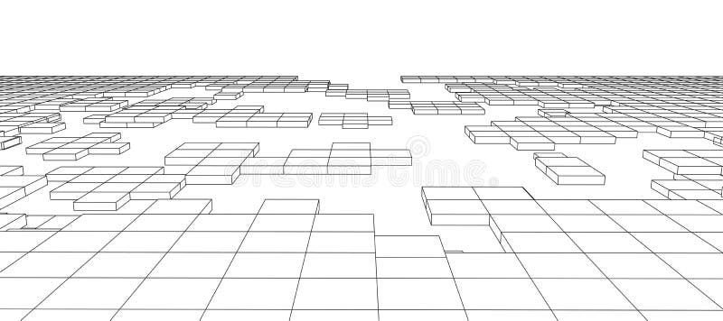 Vector Perspective Grid. Digital Cyberspace. Network Connection ...