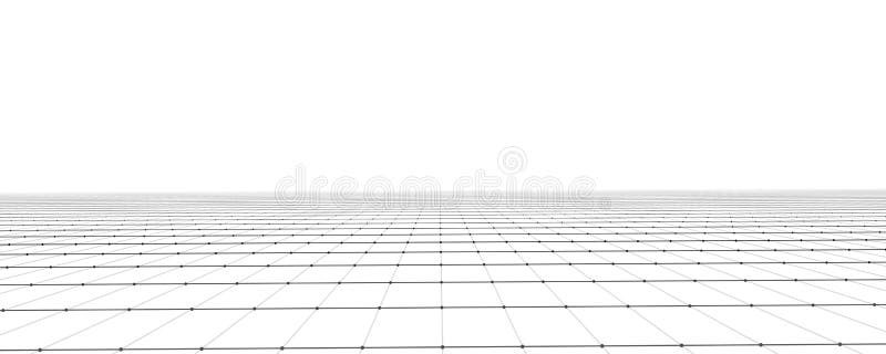 Vector Perspective Grid on White Background. Dots Connected by Lines ...