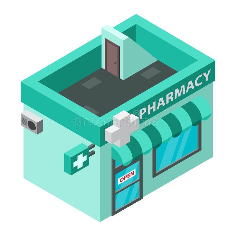 Vector Pharmacy City Building Exterior Front View. Isolated Flat Vector ...