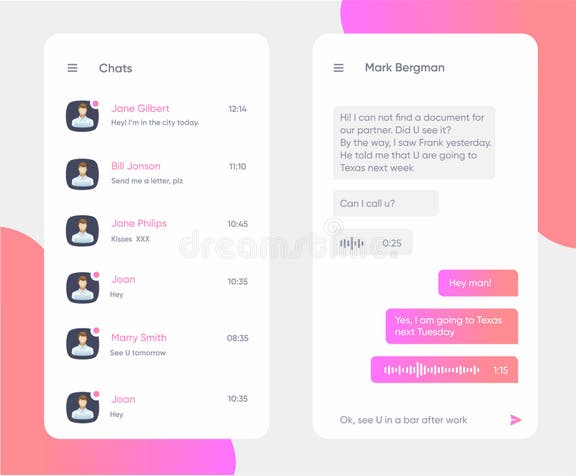 Vector Phone Chat Interface. Message Boxes. Speech Bubble. UI UX ...