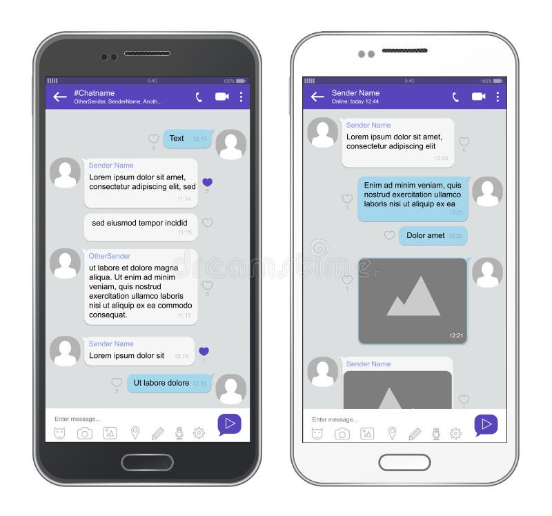 Mobile Phone Chat Interface Stock Vector - Illustration of element ...