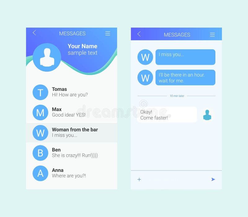 Vector Phone Chat Interface. Sms Messages. Speech Bubbles Stock Vector ...