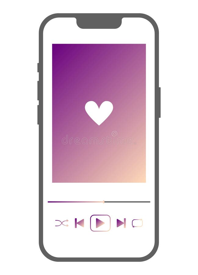 Vector Phone Icon with Music Player. Screen with Music App Stock Vector ...