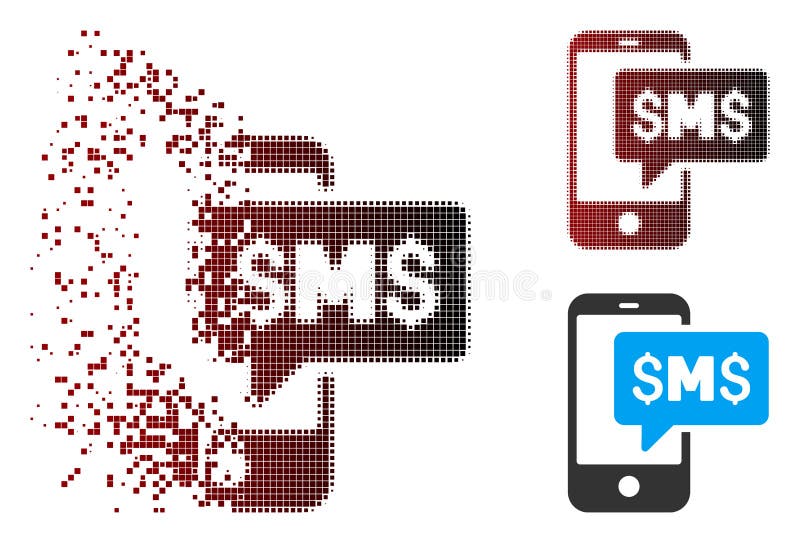 Destructed Pixel Halftone Phone SMS Icon Stock Vector - Illustration of ...