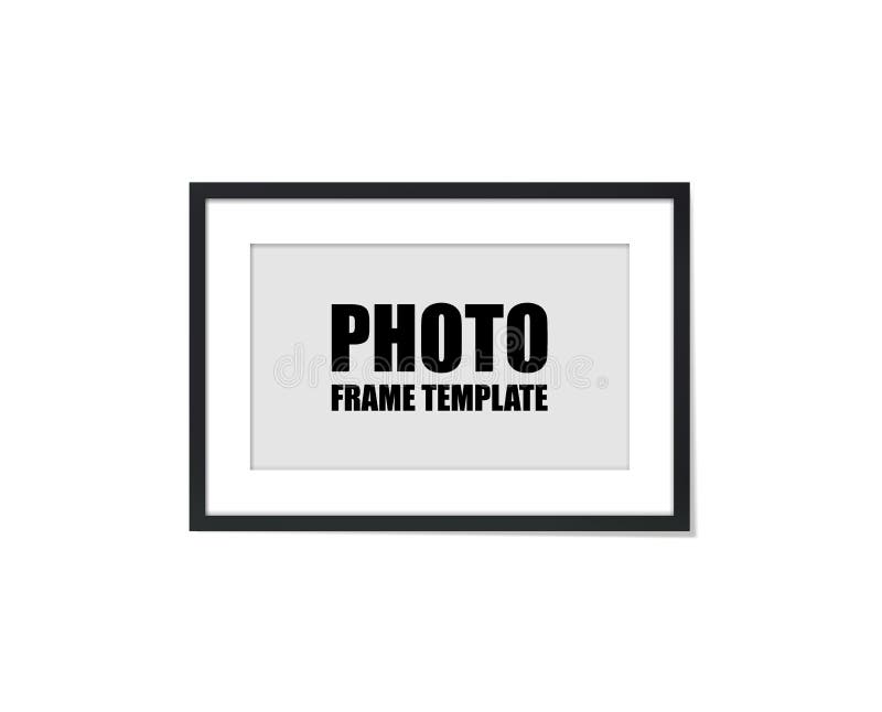 Vector Photo Frame Template, Blank Rectangular Shape Border, Black and ...