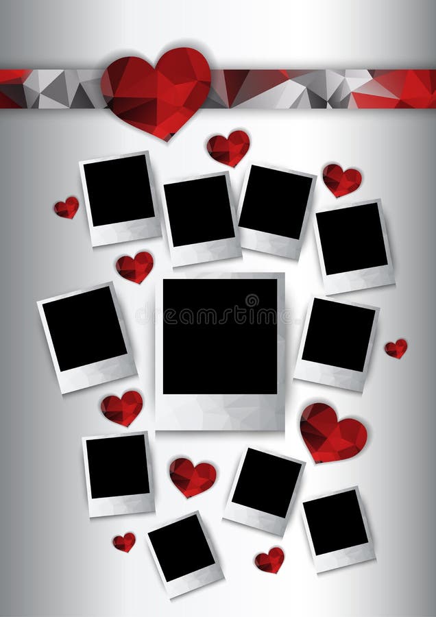 Vector Photo Frames with Hearts Stock Illustration - Illustration of ...