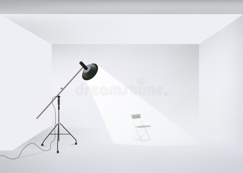 Vector Photo Studio with Lighting Equipment and Chair Stock Vector ...
