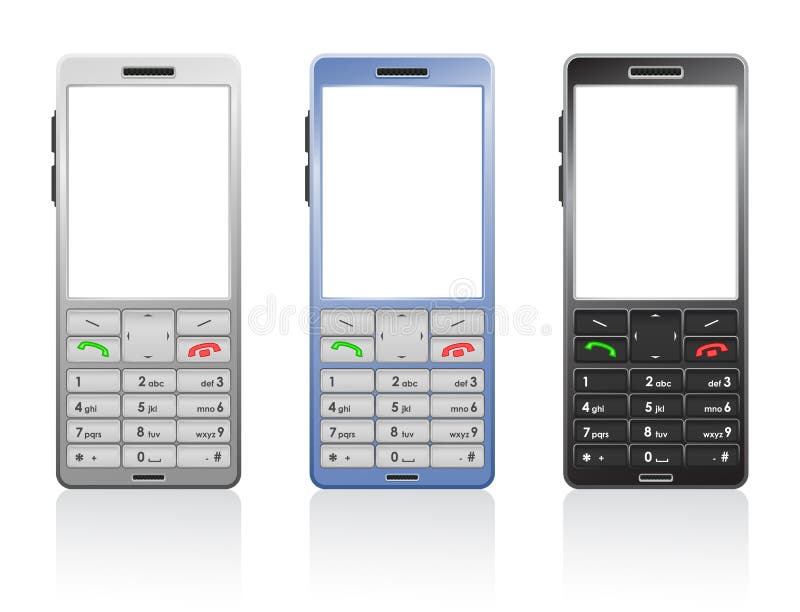 Vector Photorealistic Color Phones Stock Vector - Illustration of front ...