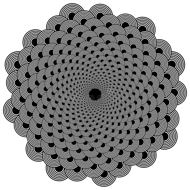 Vector Phyllotaxis Disc Spiral Seigaiha Vortex Shape Black and White ...