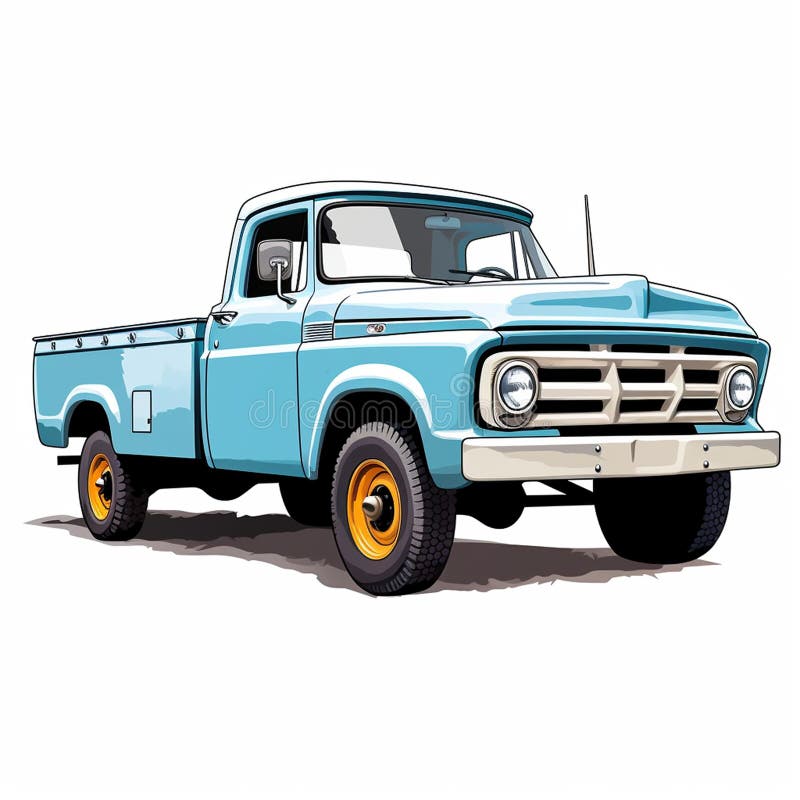 Vector Pickup Truck Illustration with Smooth Curves Stock Illustration ...