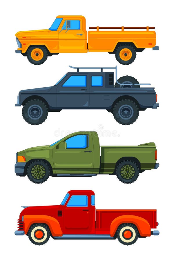 Vector Pickup Trucks. Various Illustrations of Transport Stock Vector ...