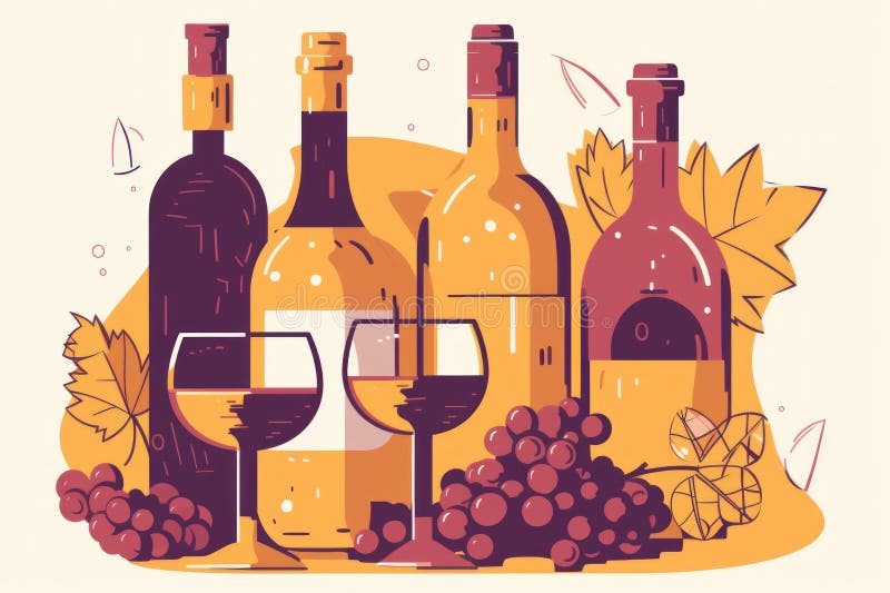 Vector Picture Depiction of Wine Glasses. Generative Ai Stock ...