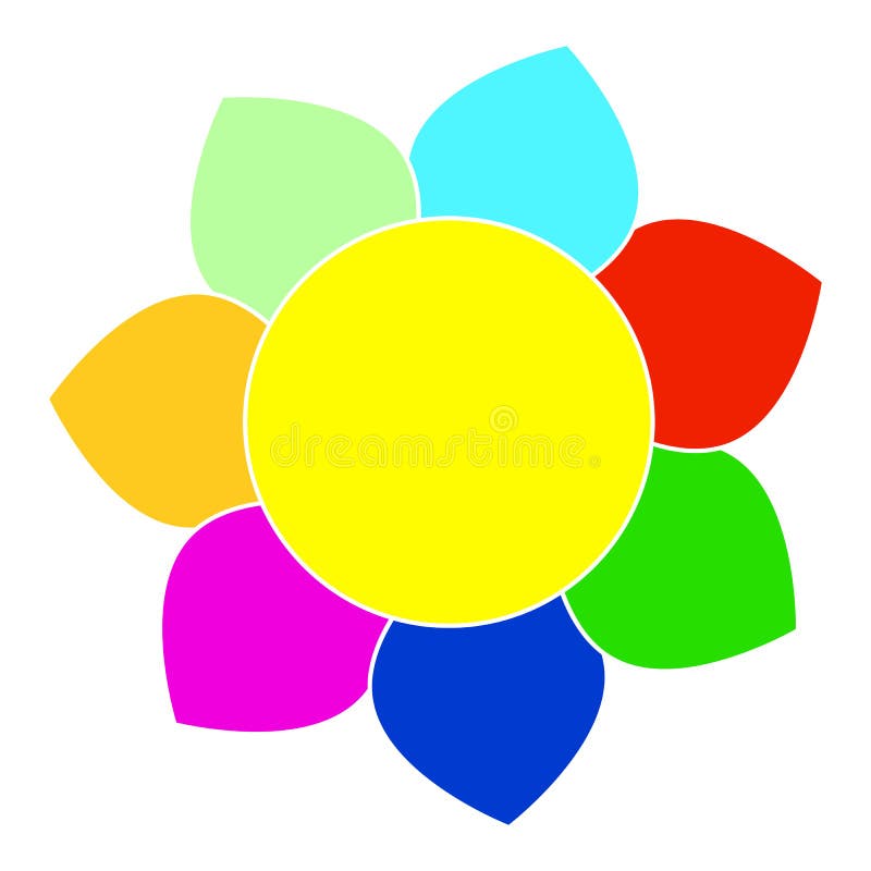 Vector Picture of a Fairy Flower with Seven Multicolored Petals, Flat ...