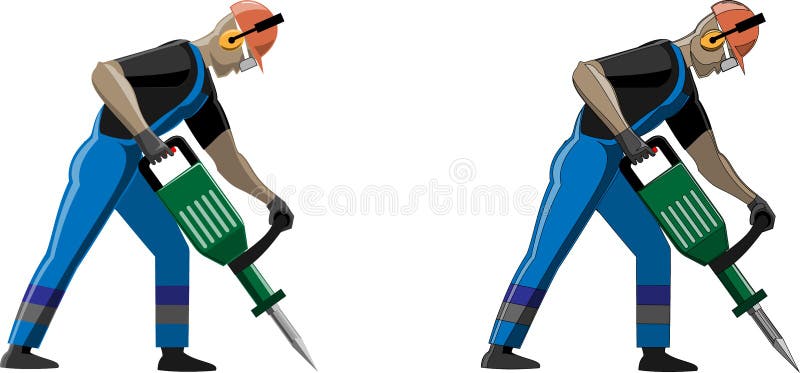 Vector Man with Jackhammer Cartoon Illustration. Stock Vector ...