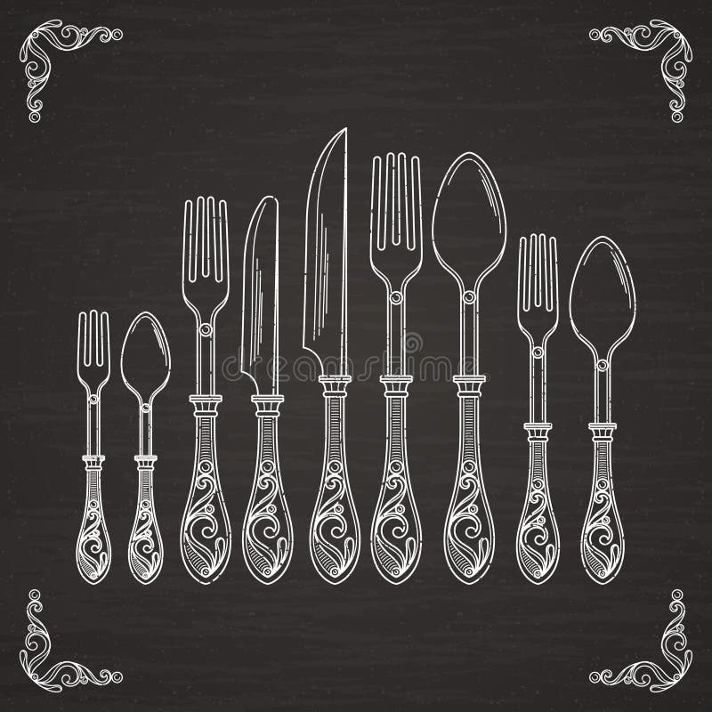 Line Drawing Silverware Stock Illustrations – 2,365 Line Drawing ...