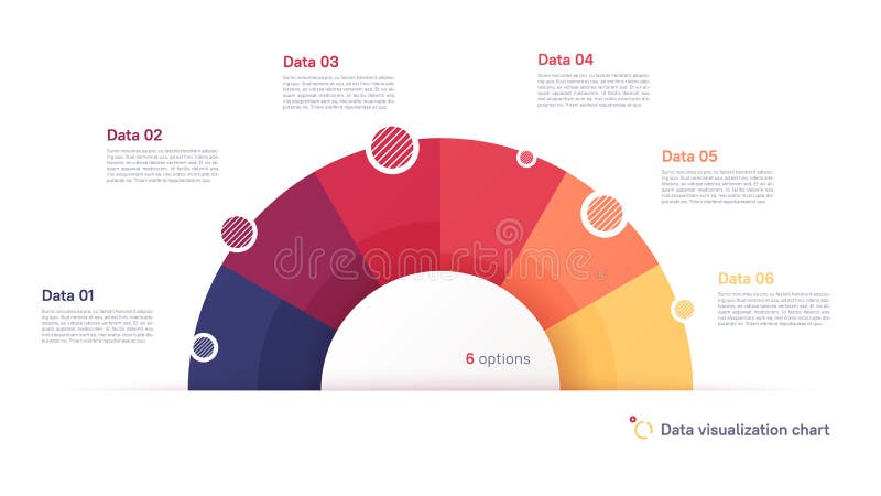 Vector Pie Chart Infographic Template in the Form of Semicircle Divided ...