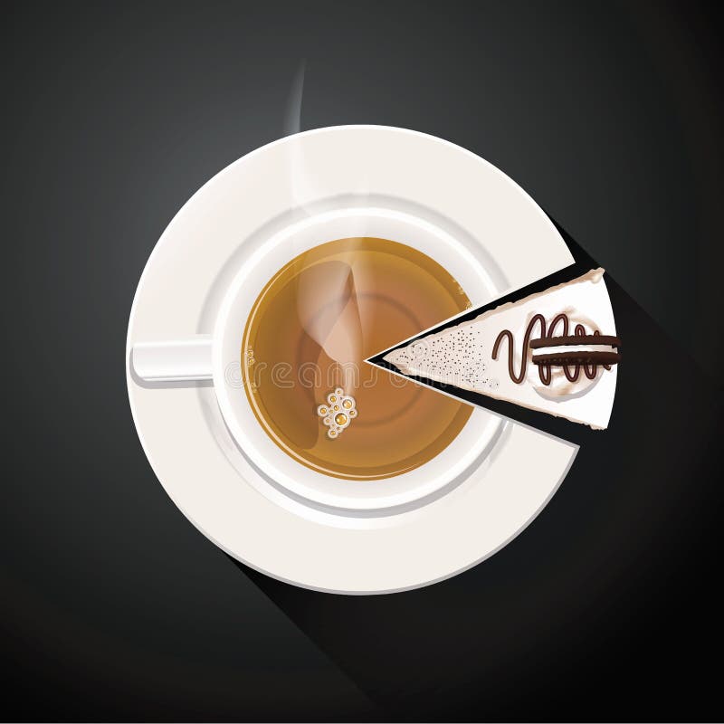 Vector of Pie Chart of Tea Cup and Cake Slices Stock Vector ...