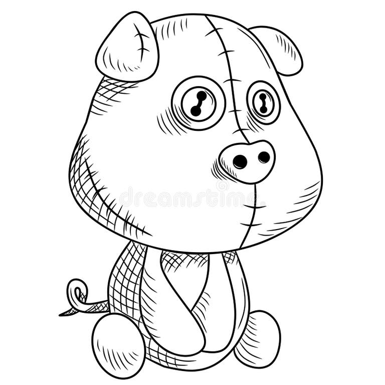 Vector Pig Doll Black and White Stock Vector - Illustration of ...