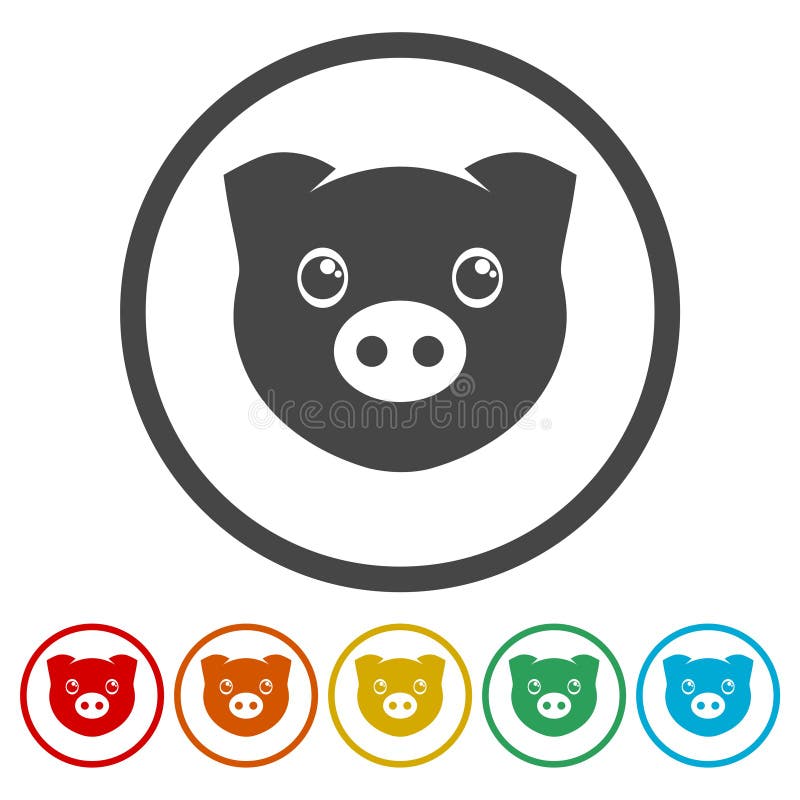 Vector Pig Icons Set - Illustration Stock Vector - Illustration of back ...