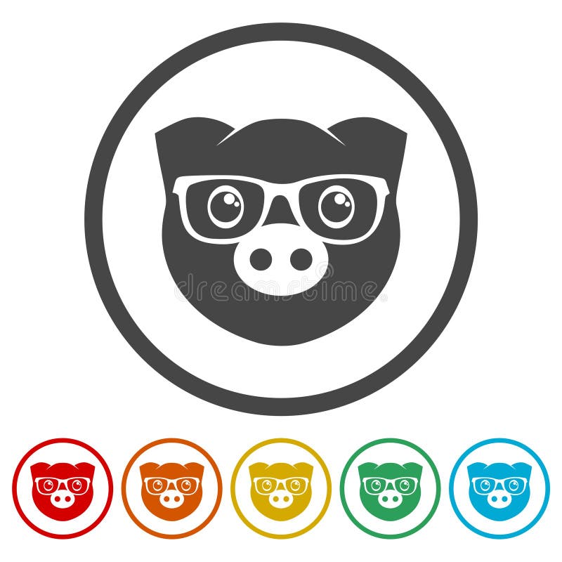 Vector Pig Icons Set - Illustration Stock Vector - Illustration of ...