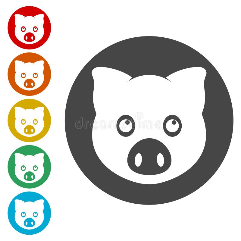 Vector Pig Icons Set - Illustration Stock Vector - Illustration of flat ...