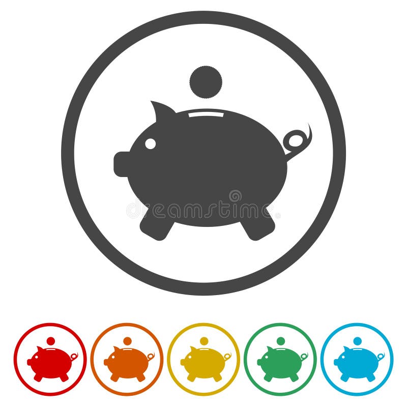Vector Piggy Bank Flat Circle Icon Stock Vector - Illustration of ...