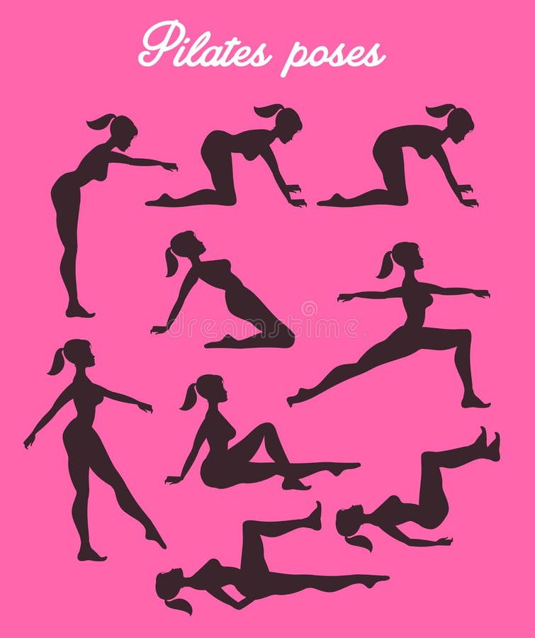 Vector Pilates Illustration. Pilates Poses Stock Vector - Illustration ...