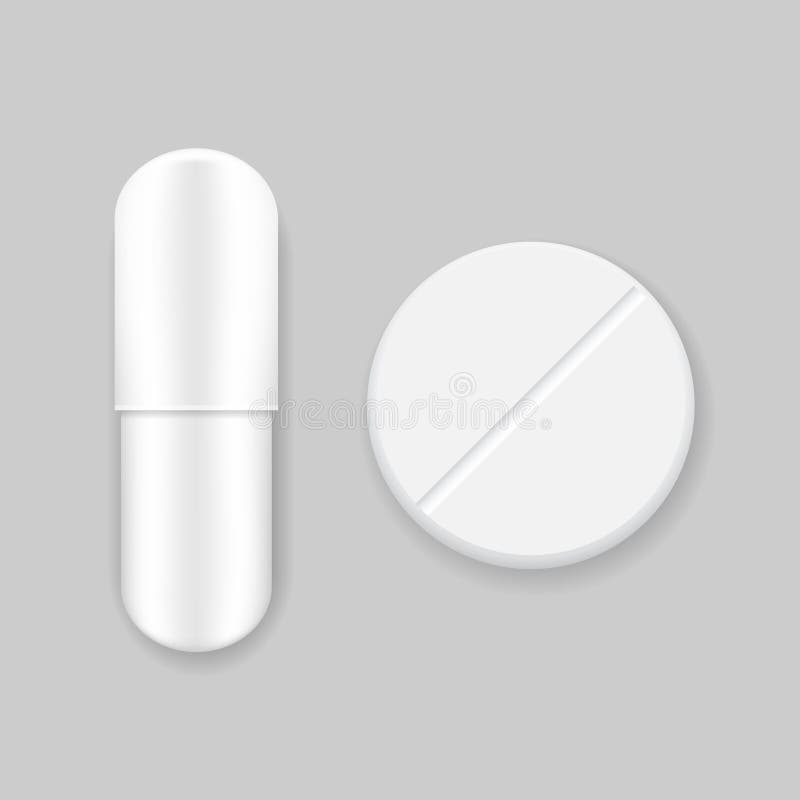 Vector Pill Simple Icon, White and Blue Left and Right Sides of Pill ...