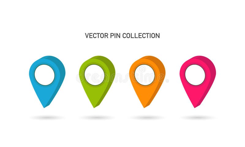 Vector Pin Collection. Map Pin Set. Location Point Colorful Stock ...