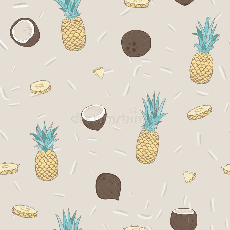 Vector Pina Colada with Coconut Shreds Seamless Pattern Design Stock ...