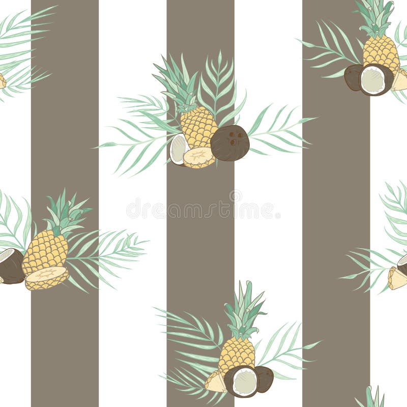 Vector Pina Colada Compositions on Stripes Seamless Pattern Background ...