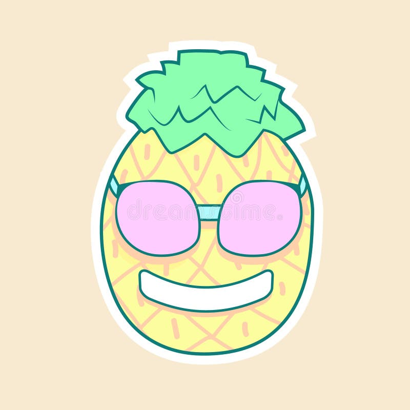 Vector Sticker Pineapple in Glasses Stock Vector - Illustration of ...
