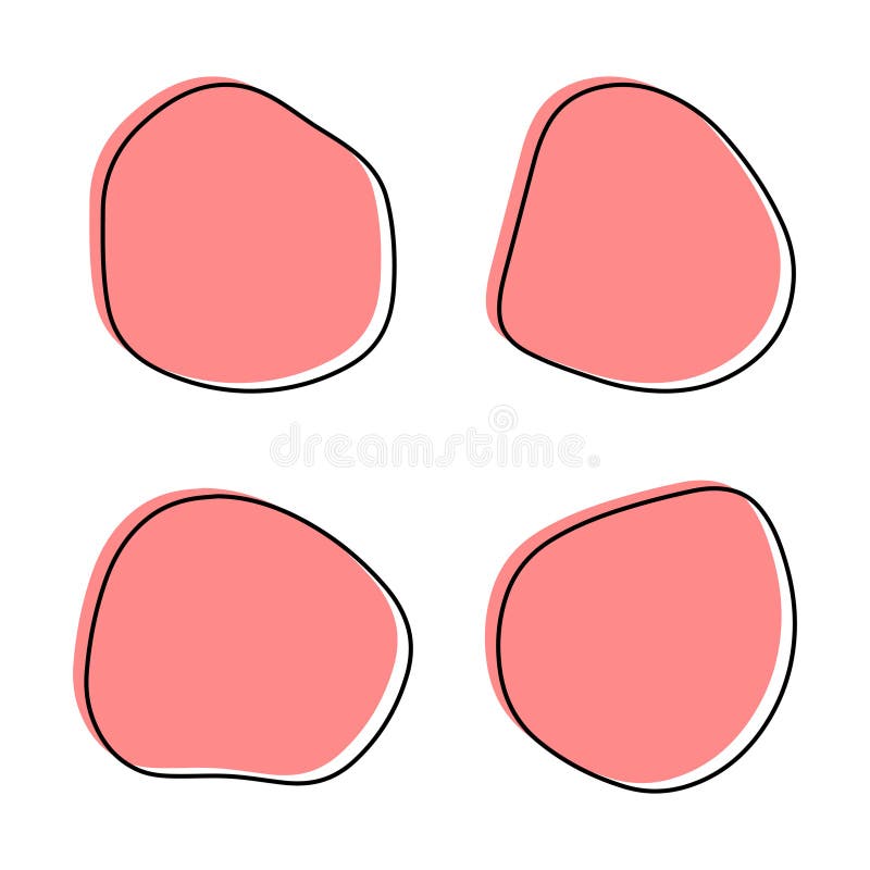 Vector Pink Blob Icon Set with Outline Stock Illustration ...