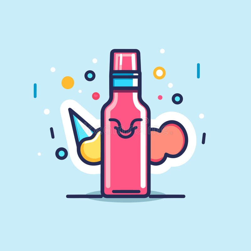Vector of a Pink Bottle with a Cute Hand-drawn Face on it Stock Vector ...